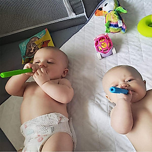 SLGOL Hollow Teether Tube(6.8'' Long), 5 Pack Chew Straw Teething Toys for Infant Toddlers Silicone Tubes Teething Sticks for Babies 3-12 Months, BPA Free