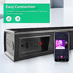 Bestisan Sound Bar, Home Audio TV Soundbar Speaker, Wireless Bluetooth 5.0 Soundbars for TV/PC/Projectors, Opt/Coax/Aux/USB,(24 Inch, 3 EQ Modes, 3D Surround Sound)