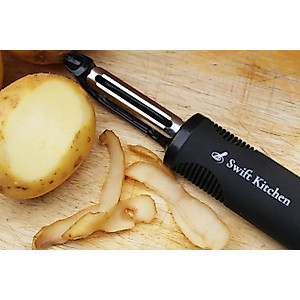 Swift Kitchen Vegetable Peeler with Ultra Sharp Surgical Grade Stainless Steel - Multipurpose, Rustproof, Dishwasher Safe - Peelers for Kitchen, Potato, Apple, Veggie, Fruit