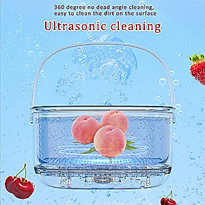 Buddeez Vegetable Cleaner, Fruit ultrasonic Cleaner, Multi-Function Dual Drainage Electric Vegetable Cleaning Basket, Fruit, Vegetable, Rice, Meat, Tableware Ingredient Food Purifier