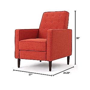 GDFStudio Macedonia Mid Century Modern Tufted Back Fabric Recliner (Muted Orange)