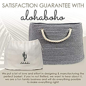 XXL Extra Large Cotton Rope Basket with Exclusive Laundry Bag: Wide Storage Organizer for Living Room, Blankets, Sofa Throws, Nursery, Baby Kids Toys, Playroom: 20" x 14" Hand Woven Hamper (Grey)