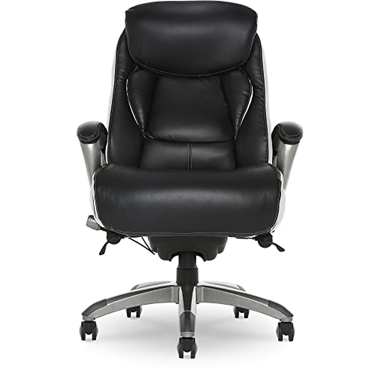 Serta Executive Office Smart Layers Technology Leather and Mesh Ergonomic Computer Chair with Contoured Lumbar and ComfortCoils, Black & White