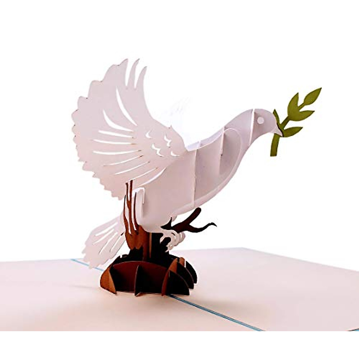 iGifts And Cards Inspirational White Dove with Olive Branch 3D Pop Up Greeting Card - Religious Sympathy Card, Condolences Card, Congratulations Ordination Gift, Beautiful Priest Appreciation Present