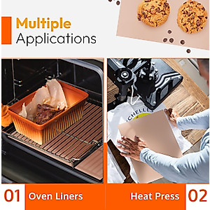 Teflon Sheets for Heat Press and Baking - Reusable PTFE Oven Liners, Premium Teflon Sheet for Baking - Heat Resistant Teflon Sheet - Food Safe, BPA & PFOA Free - Large 16" x 20” (3-Pack)