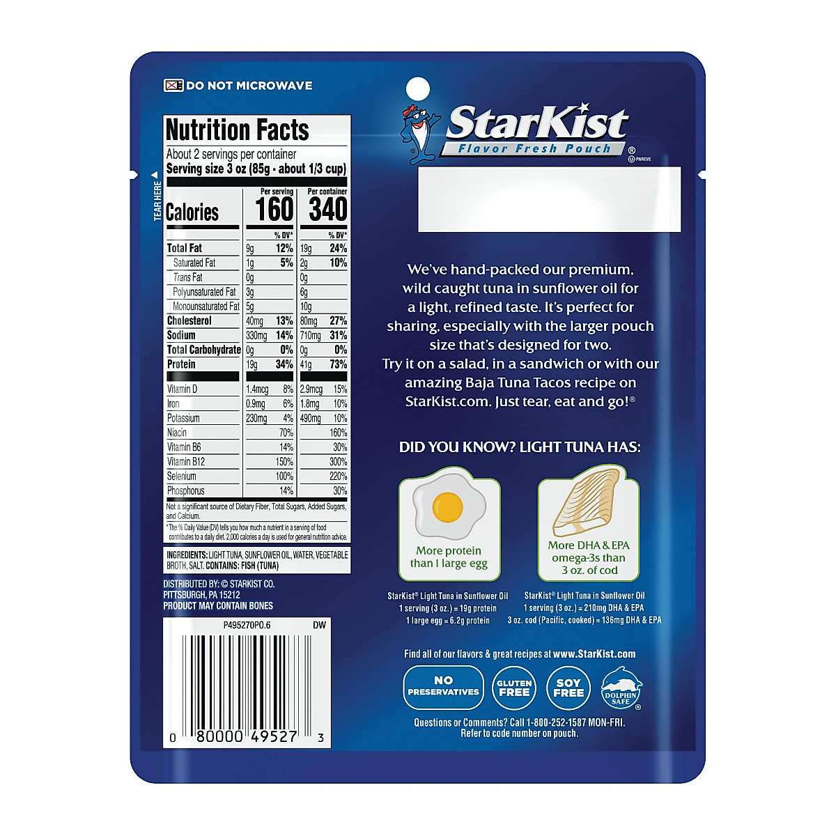 StarKist Chunk Light Tuna in Sunflower Oil, 6.4 Ounce (Pack of 6)