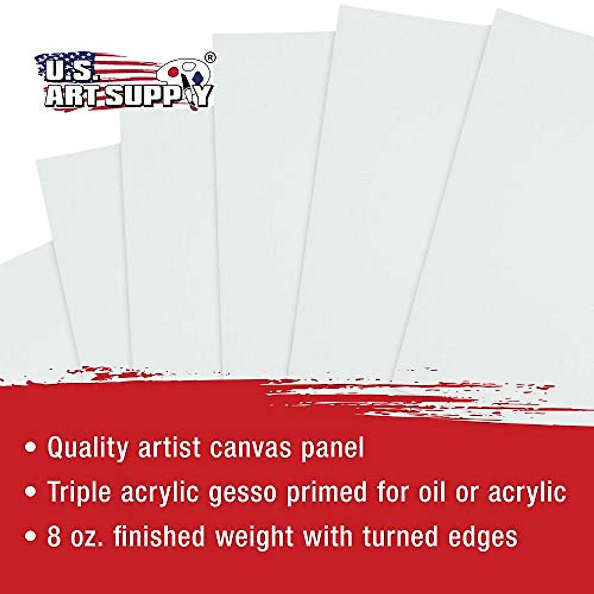 US Art Supply 8 X 10 inch Professional Artist Quality Acid Free Canvas Panel Boards for Painting Value Pack of 12 (1 Full Case of 12 Single Canvas Board Panels)