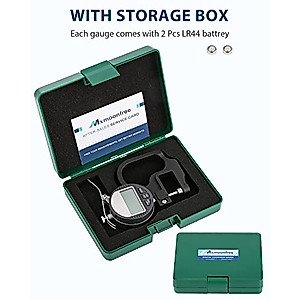 Mxmoonfree Digital Thickness Gauge 0.001mm/0.00005" | 0-12.7mm/0.5" Electronic Micrometer Thickness Meter with LCD Display, Unit Conversion, Storage Case, Extra Battery