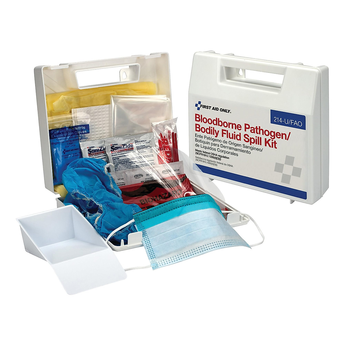 First Aid Only 214-U/FAO Body Fluid Clean Up Kit, 23-Piece Blood Pathogen Clean Up Kit in Plastic Case