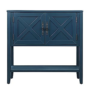 INMOZATA Console Table for Living Room, Narrow Entryway Tables for Foyer Wood Cabinet with Storage and Shelf, Sofa Table for Coffee Bar, Kitchen, Hallway, Dining,Navy Blue