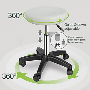 Adjustable Hydraulic Rolling Swivel Salon Stool Chair Tattoo Massage Facial Spa Stool Chair Black (White)