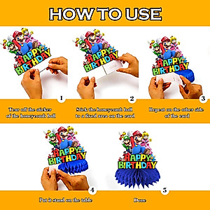 8 Pcs Super Brother Centerpieces for Birthday, Video Game Theme Centerpieces, Bros Decorations for Party, 3D Double Side Party Decorations, Party Supplies Table Decorations