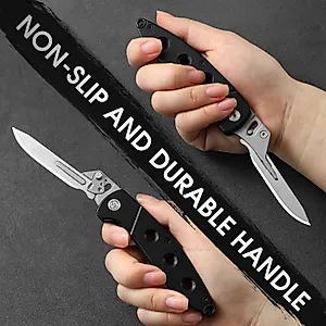 VR VIREN KNIFE Folding Scalpel Pocket Knife，EDC Utility Knife with 6pcs #60A Replaceable Blades，Outdoor Knife，Sharp Skinning Knives for Hunting, Fishing, Deer & Survival