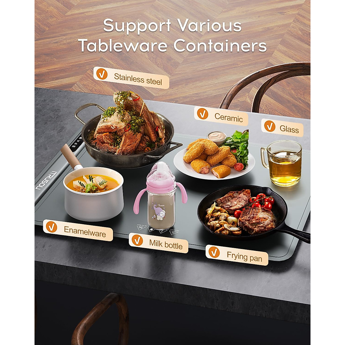 iTRUSOU Electric Warming Tray - Full Surface Heating,Rollable & Portable,Premium Silicone Nano-Material,3 Temperature Settings,Auto Shut-Off -Versatile Food Warmer for Gatherings,Parties,Everyday Use