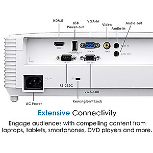 Optoma W335 WXGA DLP Professional Projector | Bright 3800 Lumens | Business Presentations, Classrooms, or Home | 15,000 Hour lamp Life | Speaker Built in | Portable Size