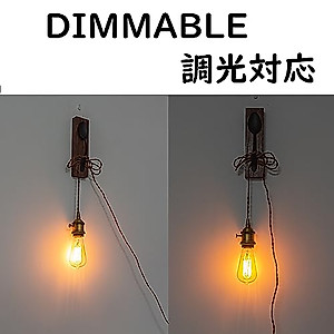 SKIVTGLAMP Industrial Style Handle Adjustable Lamp Wooden Wall Sconce Wall Hanging Plug-in UL Cord Wall Lamp No Drilling, Dimmable Farmhouse Wall Mounted Rectangular Walnut for Restaurant Decor