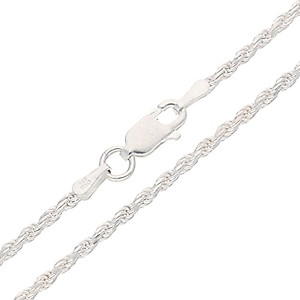 2mm Sterling Silver 32" Diamond-Cut Rope Chain Necklace(Lengths 14",16",18",20",22",24",26",28",30",32",34",36")