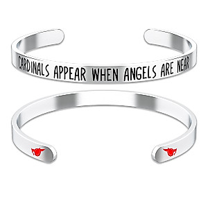 Happy Kisses Red Cardinal Bracelet For Women “Cardinals Appear When Angels Are Near” Grief Gift For Mourning of Loved One - Funeral Memorial Charm Jewelry For Women and Bird Lovers