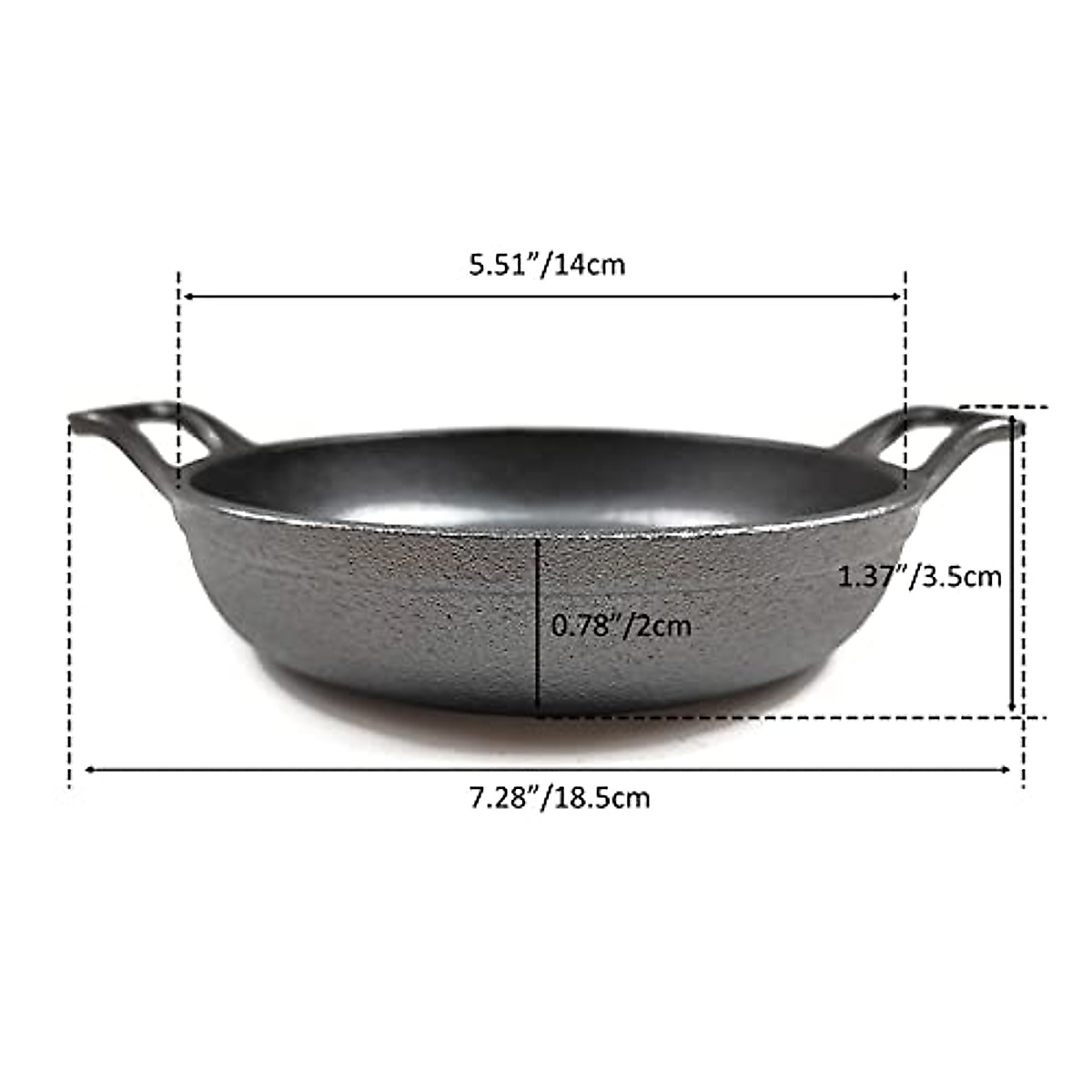 HAWOK Cast Iron Mini Serving Bowl Dia.5.6 inch with Bamboo Tray