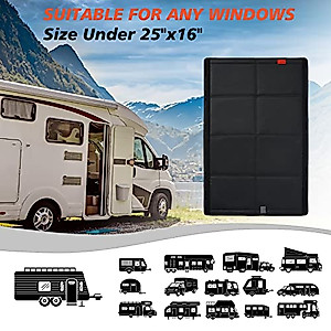 Losrik RV Window Shade Cover - 25 x 16 Inches, Upgraded Foldable RV Vent Insulator, Camper Skylight Door Sun Shades UV Rays Protection Privacy Blackout for Travel Trailer Motorhome