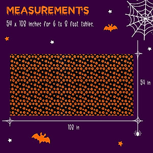 Confettiville Halloween Tablecloth, 2-Pack Disposable Halloween Table Cloths, Pumpkins Plastic Table Covers, 54 x 108 Inches, Halloween Party Decorations