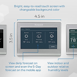 Honeywell Home RTH9585WF1004 Wi-Fi Smart Color Thermostat, 7 Day Programmable, Touch Screen, Energy Star, Alexa Ready (Renewed)