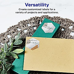 Avery Glossy White Hexagon Labels with Sure Feed, 1-1/2" x 1-47/54", 200 Glossy White Labels, Print-to-The-Edge, Permanent Label Adhesive, Laser/Inkjet Printable Labels