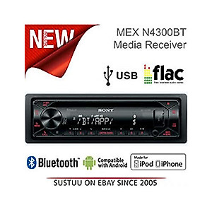 Sony MEX-N4300BT Built-in Dual Bluetooth Voice Command CD/MP3 AM/FM Radio Front USB AUX Pandora Spotify iHeartRadio iPod / iPhone Siri and Android Controls Car Stereo Receiver with ALPHASONIK EARBUDS