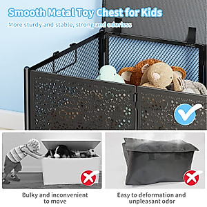 PHINOX Toy Box Storage, Toy Chest Toy Organizers and Storage Bins, Large Toy Box for Boys Girls, 70L Toy Storage Organizer with Wheels, Collapsible Metal Kids Toy Storage for Nursery, Playroom-2PACK