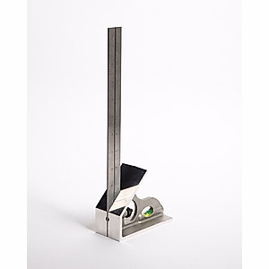 LaSquare 12” SAE Machinist Combination Square, Saddle Square, Stainless Steel Blade with 1/64", 1/32", 1/16" and 1/8" Markings, Hardened Aluminum Head LAS 12SS-12"