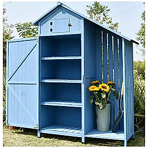 Large Garden Locker, Wooden Backyard Storage Cabinet, Outdoor Storage Shed, Garages Rack Shelves with Plastic Feet, Waterproof Tool Shed for Mower (Size : 181.5cm-A2)