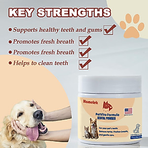 Pet Dental Powder - Breath Freshener, Teeth Cleaning, Solves Tartar & Bad Breath for Dog and Cat.