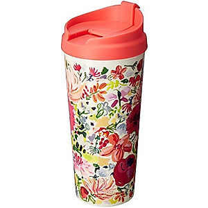 Kate Spade New York 16 Ounce Insulated Travel Mug, Floral Double Wall Thermal Tumbler for Coffee/Tea, Dahlia