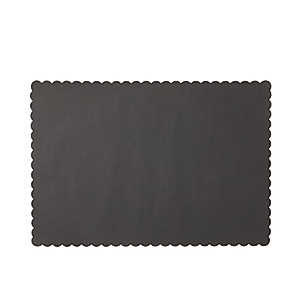 100-Pack Paper Placemats - Black Bulk Disposable Placemats, Colored Tabletop Mats with Wavy Scalloped Edge, Birthday Party Supplies, Graduation, Black Party Decoration, 14 x 10 Inches