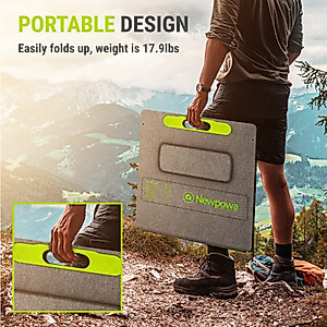 Newpowa 200W Portable Solar Panel Kit with Adjustable Kickstand Case 200 Watt 12V Foldable Solar Panel+20FT Extension Cable+15A PWM Solar Charge Controller+Battery Clamp Set with 3ft Wire
