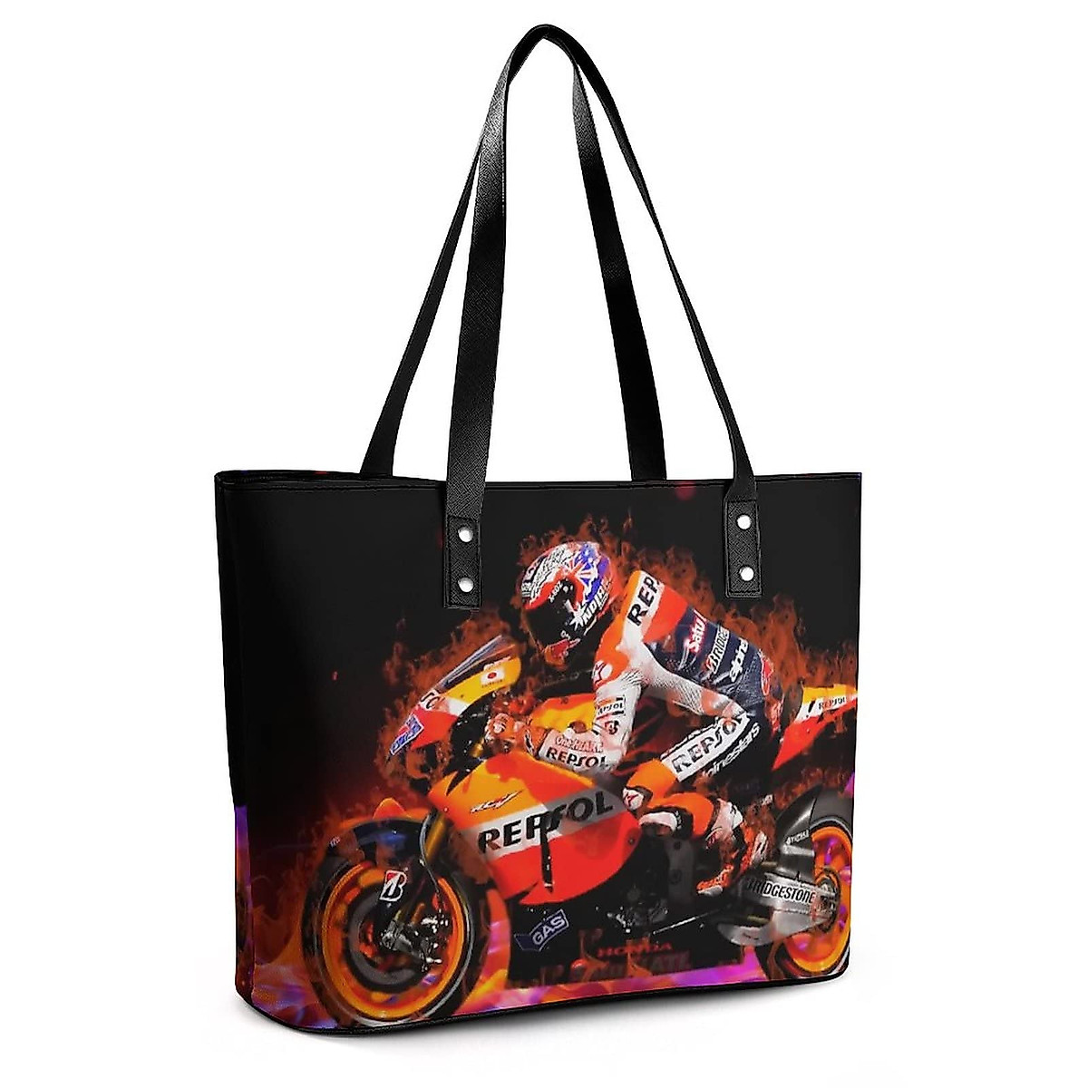 Womens Handbag Motorcycle Motocross Leather Tote Bag Top Handle Satchel Bags For Lady