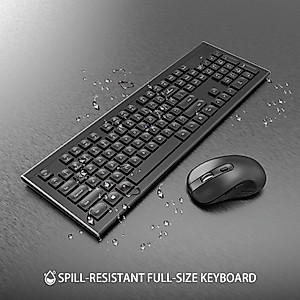 Wireless Keyboard and Mouse Combo, 2.4G Full-Sized Ergonomic Keyboard Mouse Wireless,3 DPI Adjustable Cordless USB Keyboard and Mouse,Full Numpad,Quiet Click for Computer/Laptop/Windows/Mac