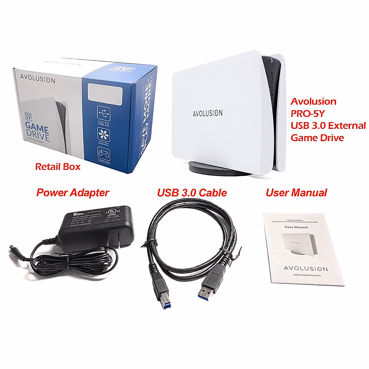 Avolusion PRO-5Y (White) 8TB USB 3.0 External Gaming Hard Drive for PS5 / PS4 Game Console (Renewed)