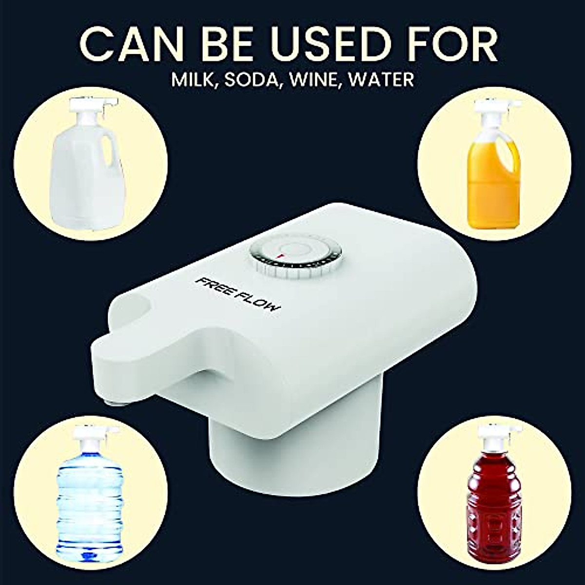 Leak-Proof Drink Dispenser for Fridge - Gallon Beverage Dispenser for Parties - Rechargeable Milk Dispenser for Fridge Gallon - Automatic Pump Dispenser for Milk, Water, Soda, Juice
