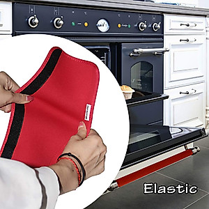 Miaowater 4 PCS Refrigerator Door Handle Covers Kitchen Appliance Decor Handles Anti-Skid Anti-Static Protector Fridge, Dishwasher Oven Keep Off Fingerprints,Food Stains (Red)