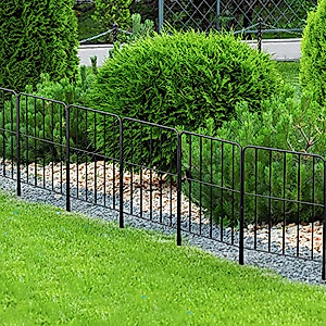 OUSHENG Decorative Garden Fence 10 Pack, Total 10ft (L) x 24in (H) No Dig Rustproof Metal Wire Fencing Border Animal Barrier, Flower Edging for Landscape Patio Yard Outdoor Decor, Square