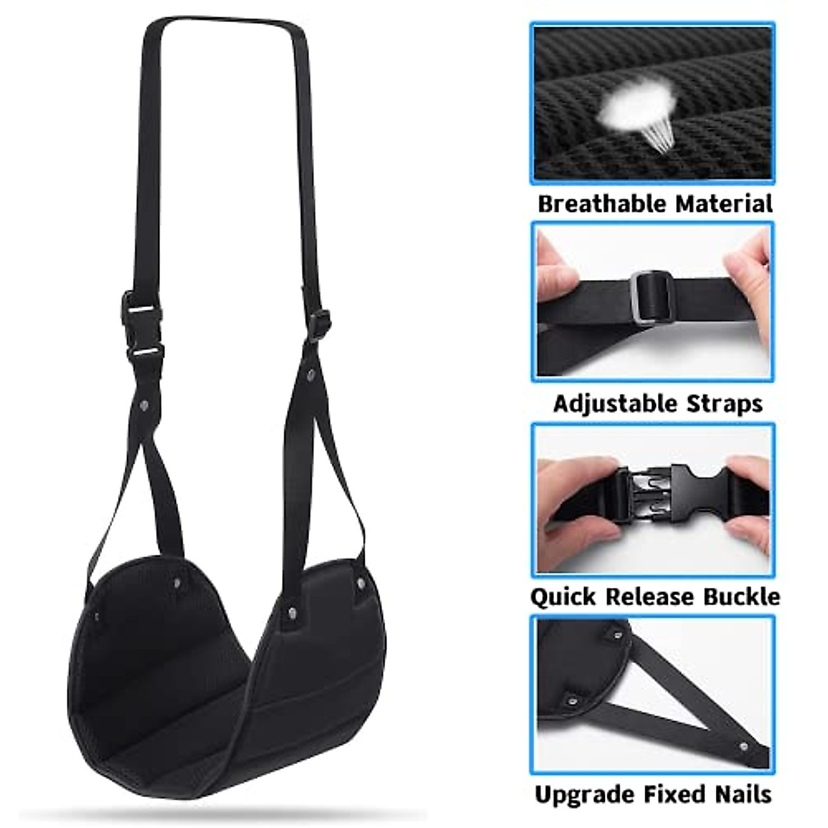 Foot Rest, Airplane Footrest,Head Hammock Portable Travel Footrest Flight Carry-On Foot Rest Adjustable Height Foot Rest Travel Accessories Footrests Hammock,Black