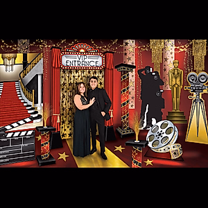 Beistle Large 7' x 6' Cardboard Red Carpet Grand Staircase Photo Prop - Awards Night Photography Background, Prom Decorations