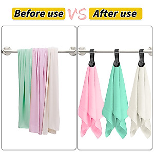 3 Pack Leather Towel Clips for Kitchen, Magnetic Hand Towel Clips Towel Holder with Magnet, Simple and Covenient Kitchen Bathroom Towel Storage Accessories