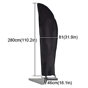 ConPus Umbrella Cover, Patio Cantilever Offset Umbrella Cover for 9ft to 13ft Cantilever Parasol Outdoor Market Umbrellas Cover with Zipper and Water Resistant Protector Black
