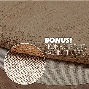 VHC Brands Oval Jute Fiber Welcome Mat, Non Slip Area Rug, Natural, 20x30