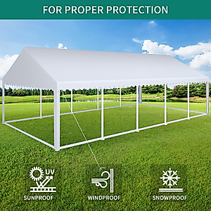 DWVO 20x40FT Heavy Duty Party PVC White Tent Wedding Event Shelters Upgraded Galvanized Ripple Canopy with Large Roof Removable Sidewalls & 3 Storage Bags 600D Oxford Commercial