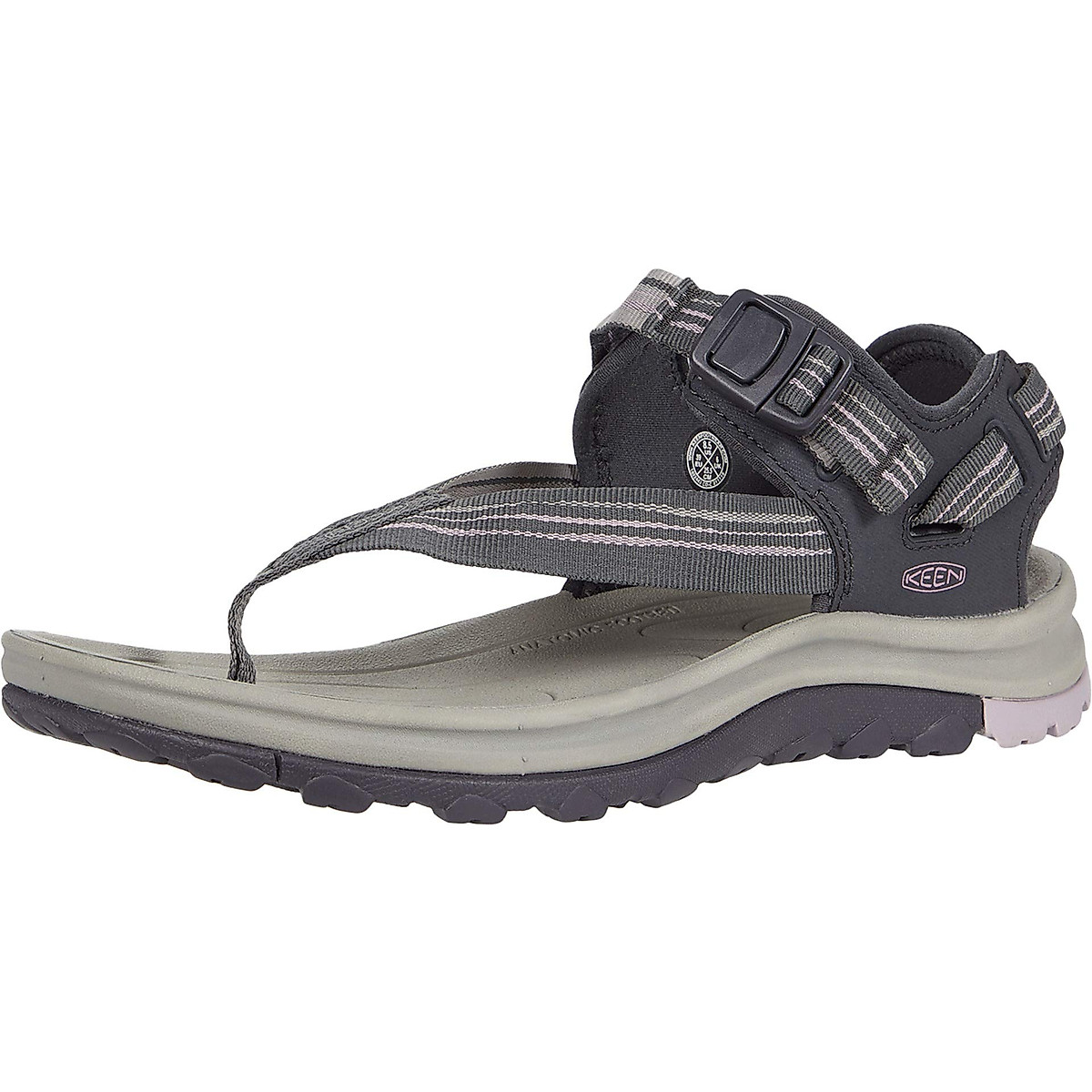 KEEN New Women's Terradora II Toe Post Sandal Dark Grey/Dawn Pink 7
