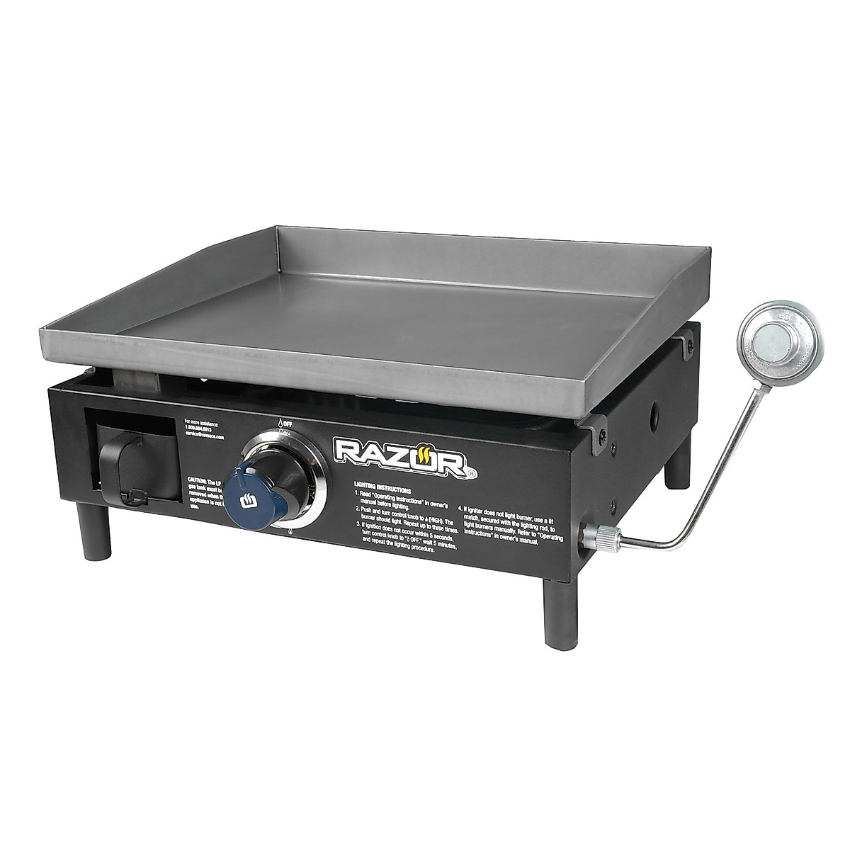 Razor Universal Rolling Prep Cart with Shelves and Storage Drawer for Portable Outdoor Griddle and Grills, Accessory Only, Black