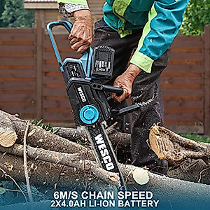 Cordless Chainsaw, WESCO Chain Saw, 2Pcs 4.0Ah Li-ion Battery and Charger Included, Tool-Free Chain Tensioning, Auto Chain Lubrication, Battery Power Chain Saws (40V - 12in)
